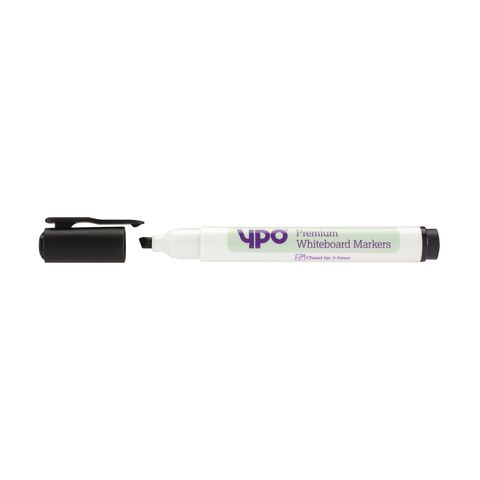 YPO Premium Whiteboard Markers, Chisel Tip, Black - Pack of 50 ...