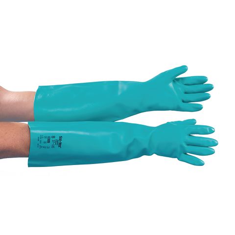 Solvex Nitrile Gauntlet Gloves, Blue – Medium (Size 8) | PPE | YPO