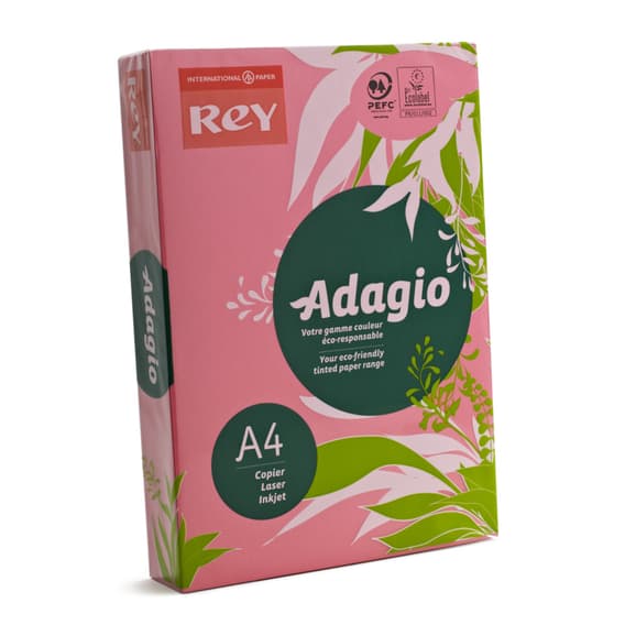 A4 Rey Adagio Copier Paper, Pastel/Mid Shades, Fuschia, Case of 5 Reams ...