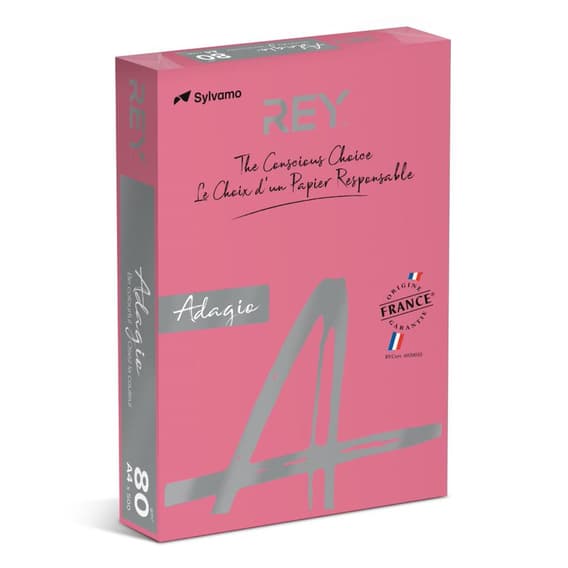 A4 Rey Adagio Copier Paper, Pastel/Mid Shades, Fuschia, Case of 5 Reams ...