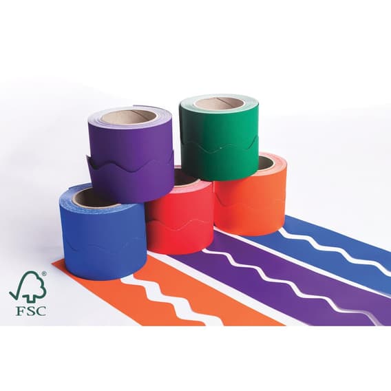 Scalloped Paper Border Roll Warm Colours - 5 Pack | Border Rolls | YPO