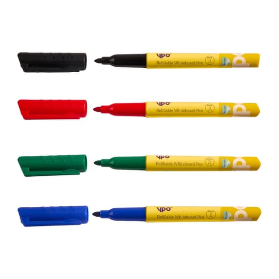 YPO Refillable Drywipe Whiteboard Marker Pen Broad Tip Assorted - 50 ...