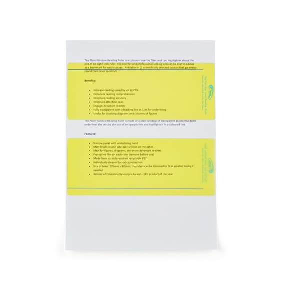 Plain Window Eye Level Reading Rulers - Yellow | Reading Aids | YPO