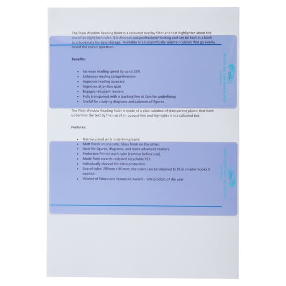 Plain Window Eye Level Reading Rulers - Lilac | Reading Aids | YPO