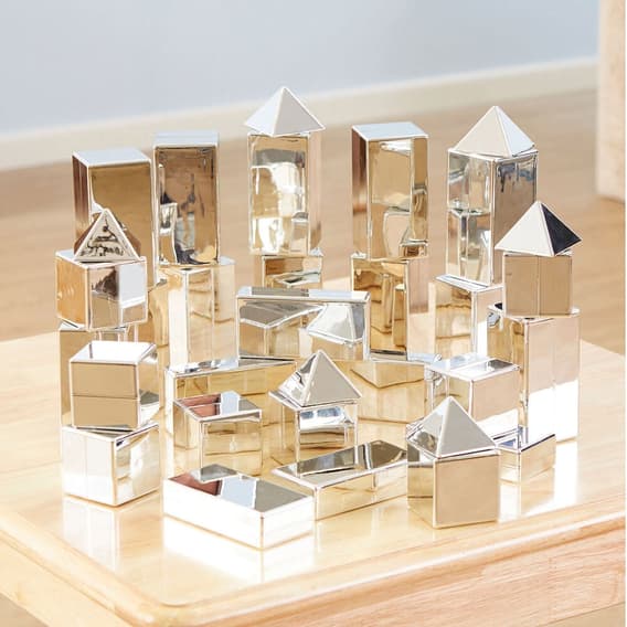 TTS Metallic Assorted Mini Blocks - 16 Pack | Loose Parts | YPO