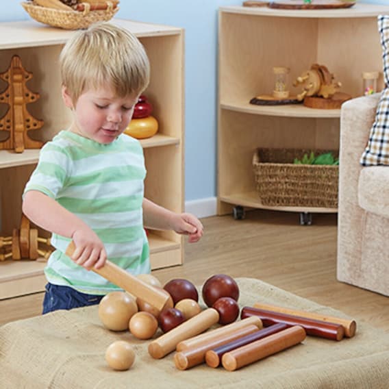 TTS Wooden Cylinders and Balls for Babies - 21 Pack | Stacking Rolling ...