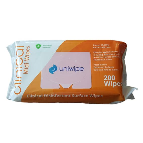 Midi Disinfectant Surface Wipes - 200 Pack | Bleach, Disinfectant ...