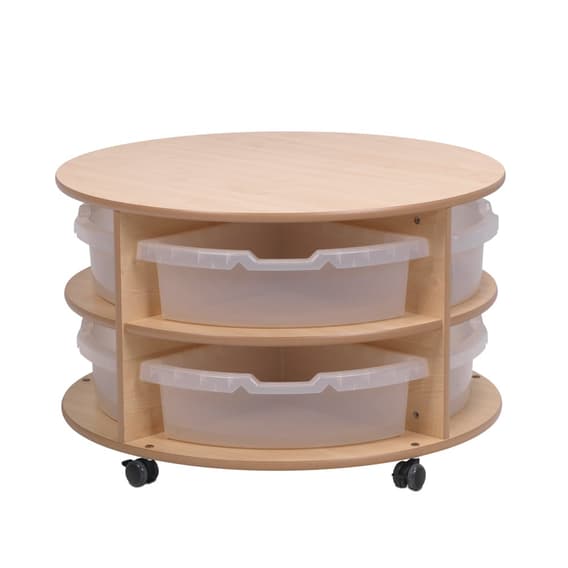Mobile Circular Low Level Storage Unit - with 8 Clear Tubs | Tray Units ...
