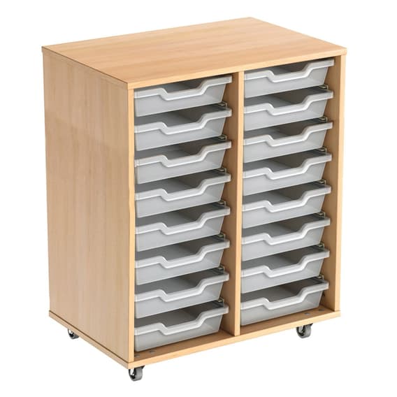 Metroplan Double Column Tray Storage Unit - with 16 Shallow Gratnells ...