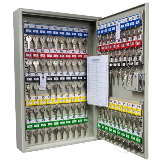 Heavy Duty Key Cabinet, Mechanical Code Lock, Grey - 100 Key Capacity ...